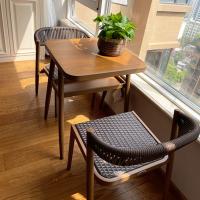 China Rattan Garden Table and Chairs Set 60x60x75cm Indoor Outdoor Space Saving Furniture for sale
