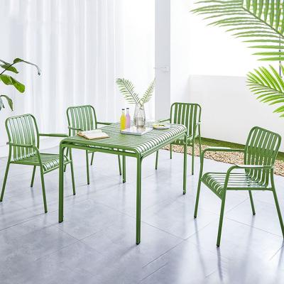 China Aluminum Metal Patio Terrace Balcony Leisure Chair and Table Set Outdoor Armchairs Customizable Colors for sale