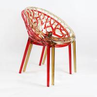 China Transparent Acrylic PC Plastic Garden Chair 60x59.5x80cm Hollow Armrest 300kg Capacity for sale