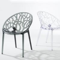 China Transparent Acrylic PC Plastic Garden Chair 60x59.5x80cm Hollow Armrest 300kg Capacity for sale
