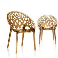 China Transparent Acrylic PC Plastic Garden Chair 60x59.5x80cm Hollow Armrest 300kg Capacity for sale
