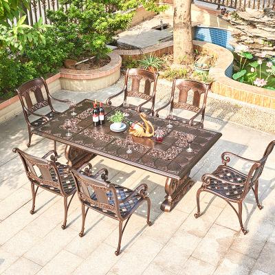 China Cast Aluminum Outdoor Table and Chair Set for Courtyard Balcony Garden 95cm for sale