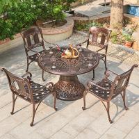 China Cast Aluminum Outdoor Table and Chair Set for Courtyard Balcony Garden 95cm for sale