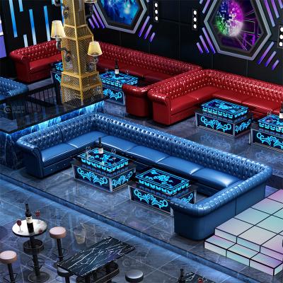 China Custom U-Shaped L-Shaped Luxury Club Sofa Set PU Leather Bar Furniture for Audio Visual Room for sale