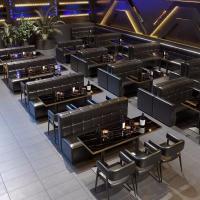 China Creative PU Leather Bar Sofa Booth Set with Table for Nightclub KTV Restaurant Custom Size for sale