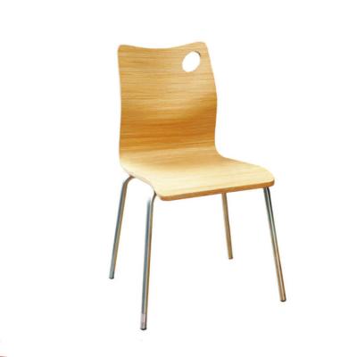 China Commercial Restaurant Wood Chair 30x42x80 cm Plywood Seat Metal Frame for Fast Food Dining for sale