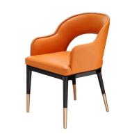 China Modern Solid Wood Armchair Leather Leisure Chair 50x50x80cm for Restaurant Cafe for sale