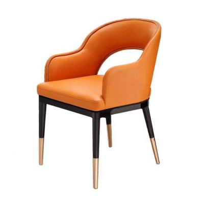 China Modern Solid Wood Armchair Leather Leisure Chair 50x50x80cm for Restaurant Cafe for sale
