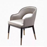 China Modern Solid Wood Armchair Leather Leisure Chair 50x50x80cm for Restaurant Cafe for sale