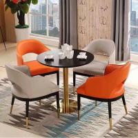 China Modern Solid Wood Armchair Leather Leisure Chair 50x50x80cm for Restaurant Cafe for sale