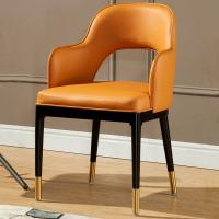 China Modern Solid Wood Armchair Leather Leisure Chair 50x50x80cm for Restaurant Cafe for sale
