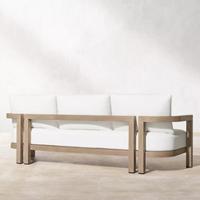 China Outdoor Teak Wood Sofa Set for Hotel Garden Terrace 3 Seat Couch for sale