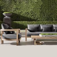 China Outdoor Teak Wood Sofa Set for Hotel Garden Terrace 3 Seat Couch for sale