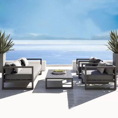 China Nordic Aluminum Outdoor Sofa Set Waterproof Sunscreen Leisure Furniture Custom Size for sale