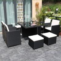 China 8 Seater Outdoor Rattan Garden Furniture Set with Tempered Glass Coffee Table for sale
