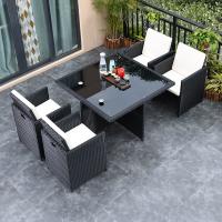 China 8 Seater Outdoor Rattan Garden Furniture Set with Tempered Glass Coffee Table for sale