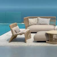 China Outdoor Rope Woven L-Shaped Sectional Sofa Set with Chaise Lounge Right 5cm Cushion for sale