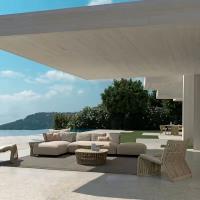 China Outdoor Rope Woven L-Shaped Sectional Sofa Set with Chaise Lounge Right 5cm Cushion for sale
