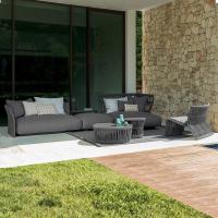 China Outdoor Rope Woven L-Shaped Sectional Sofa Set with Chaise Lounge Right 5cm Cushion for sale