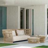 China Outdoor Rope Woven L-Shaped Sectional Sofa Set with Chaise Lounge Right 5cm Cushion for sale