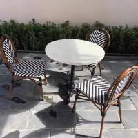 China Outdoor Garden Rattan Dining Table and Chair Set 4 Seater Metal Frame Patio Furniture for sale