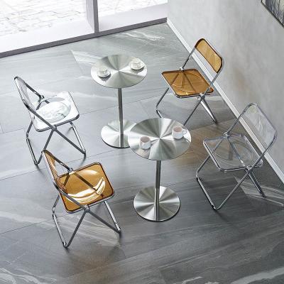 China Stainless Steel Round Table with Foldable Dining Chair Set 40-70cm Customizable for Restaurant Outdoor Use for sale