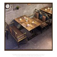 China Customized Retro Industrial Wooden Cafe Restaurant Table and Metal Leather Chair Set JL-4325 for sale