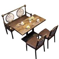 China Customized Retro Industrial Wooden Cafe Restaurant Table and Metal Leather Chair Set JL-4325 for sale