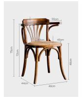 China Nordic Retro Rattan Dining Chair with Armrests for Small Apartment Modern Wood Leisure Seat for sale