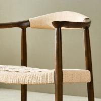 China Modern Restaurant Leisure Black Wood Rattan Dining Chair with Arm Weave Seat 2pcs for sale
