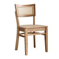China Solid Wood Rattan Dining Chair Hand Woven Cane Frame for Restaurant Cafe 2pcs MOQ for sale