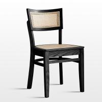 China Solid Wood Rattan Dining Chair Hand Woven Cane Frame for Restaurant Cafe 2pcs MOQ for sale