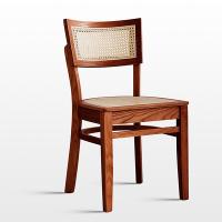 China Solid Wood Rattan Dining Chair Hand Woven Cane Frame for Restaurant Cafe 2pcs MOQ for sale