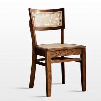 China Solid Wood Rattan Dining Chair Hand Woven Cane Frame for Restaurant Cafe 2pcs MOQ for sale