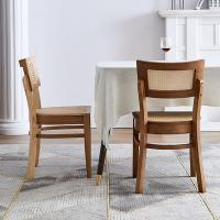 China Solid Wood Rattan Dining Chair Hand Woven Cane Frame for Restaurant Cafe 2pcs MOQ for sale