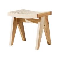 China Solid Wood Rattan Dining Chair Bench with Footstool Durable Natural Finish for Restaurant Cafe Use for sale