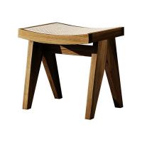 China Solid Wood Rattan Dining Chair Bench with Footstool Durable Natural Finish for Restaurant Cafe Use for sale