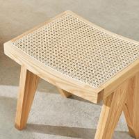 China Solid Wood Rattan Dining Chair Bench with Footstool Durable Natural Finish for Restaurant Cafe Use for sale