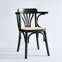 China Modern Dining Chair Nature Rattan Coffee Chair Solid Wood Armrest Chairs 2pcs MOQ for sale