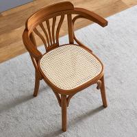 China Modern Dining Chair Nature Rattan Coffee Chair Solid Wood Armrest Chairs 2pcs MOQ for sale