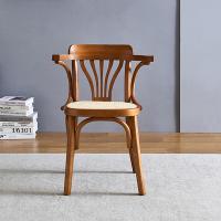 China Modern Dining Chair Nature Rattan Coffee Chair Solid Wood Armrest Chairs 2pcs MOQ for sale