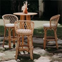 China Nordic Rattan High Bar Table and Chair Set with Retro Backrest PE Rattan Bar Stool Custom Size for sale
