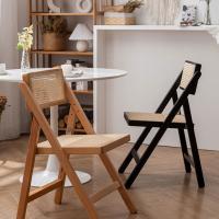 China Nordic Solid Wood Rattan Folding Chair 58x33x88 cm for Dining Room Balcony for sale