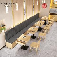 China Restaurant Booth Seats Set with Artificial Marble Table and Faux Leather Sofa for sale