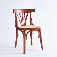China Solid Wood Rattan Dining Chair with Cushion Comfortable Back Support for Restaurant Cafe for sale