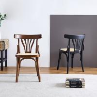 China Solid Wood Rattan Dining Chair with Cushion Comfortable Back Support for Restaurant Cafe for sale
