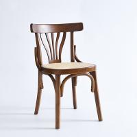 China Solid Wood Rattan Dining Chair with Cushion Comfortable Back Support for Restaurant Cafe for sale