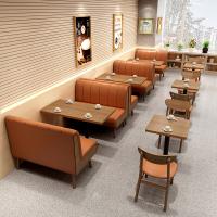 China Solid Wood Restaurant Booth Sofa Seating Set with PU Leather Customizable Size for Coffee Shop for sale