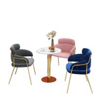 China Nordic Light Luxury Pink Velvet Chair for Cafe Shop Casual Negotiation Area for sale