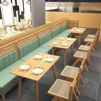 China Modern Restaurant Booth Seating Cafe Shop Dining Sets Solid Wood Rattan Sofa Chairs for sale